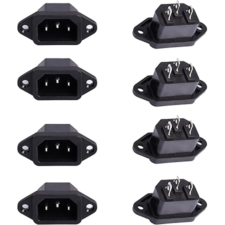 Amazon.com: 2PCS IEC 320 C14 Panel Mount Plug Adapter, AC 250V 10A 3 ...