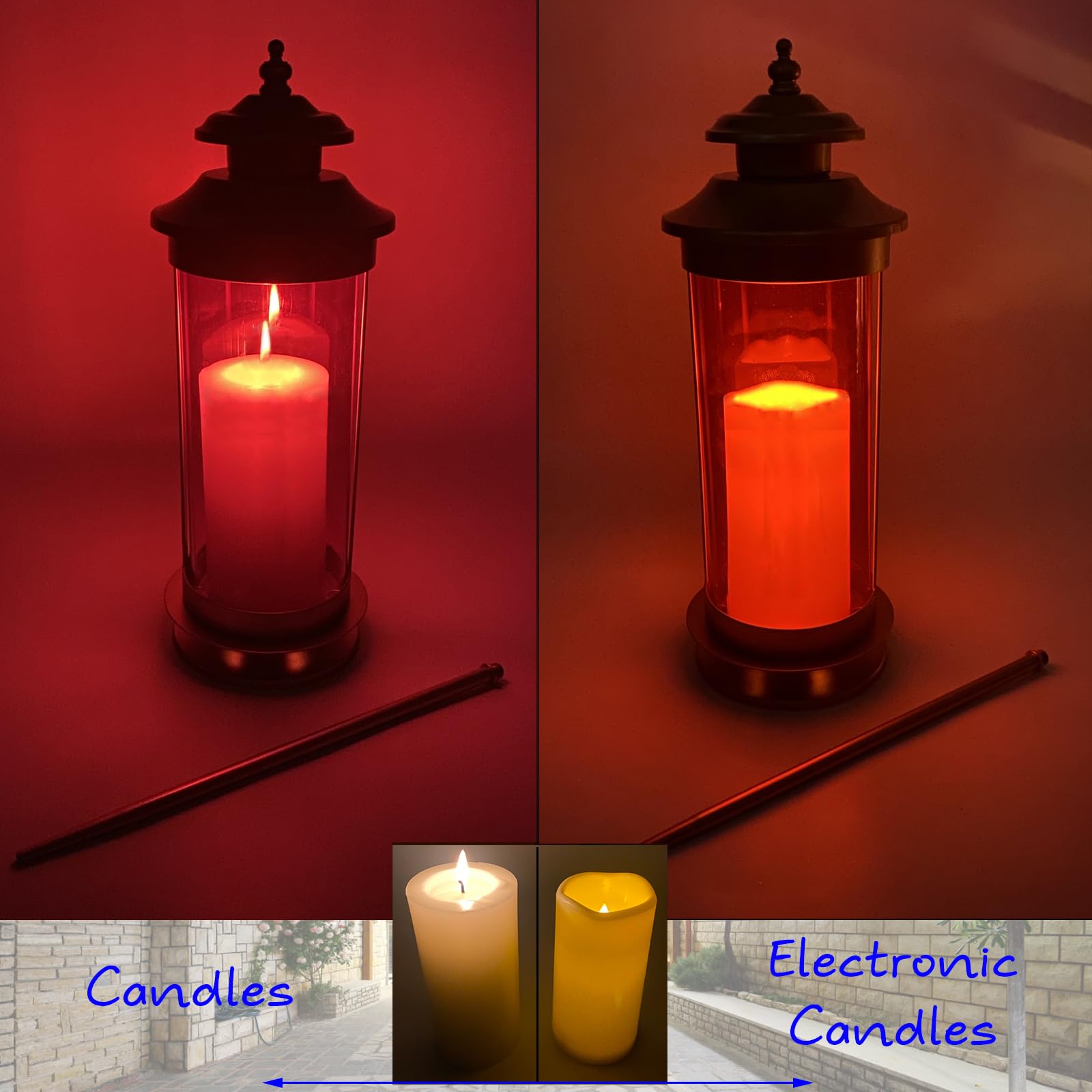 Solar Eternal Flame For Graves Large Granite Memorial Grave Candle