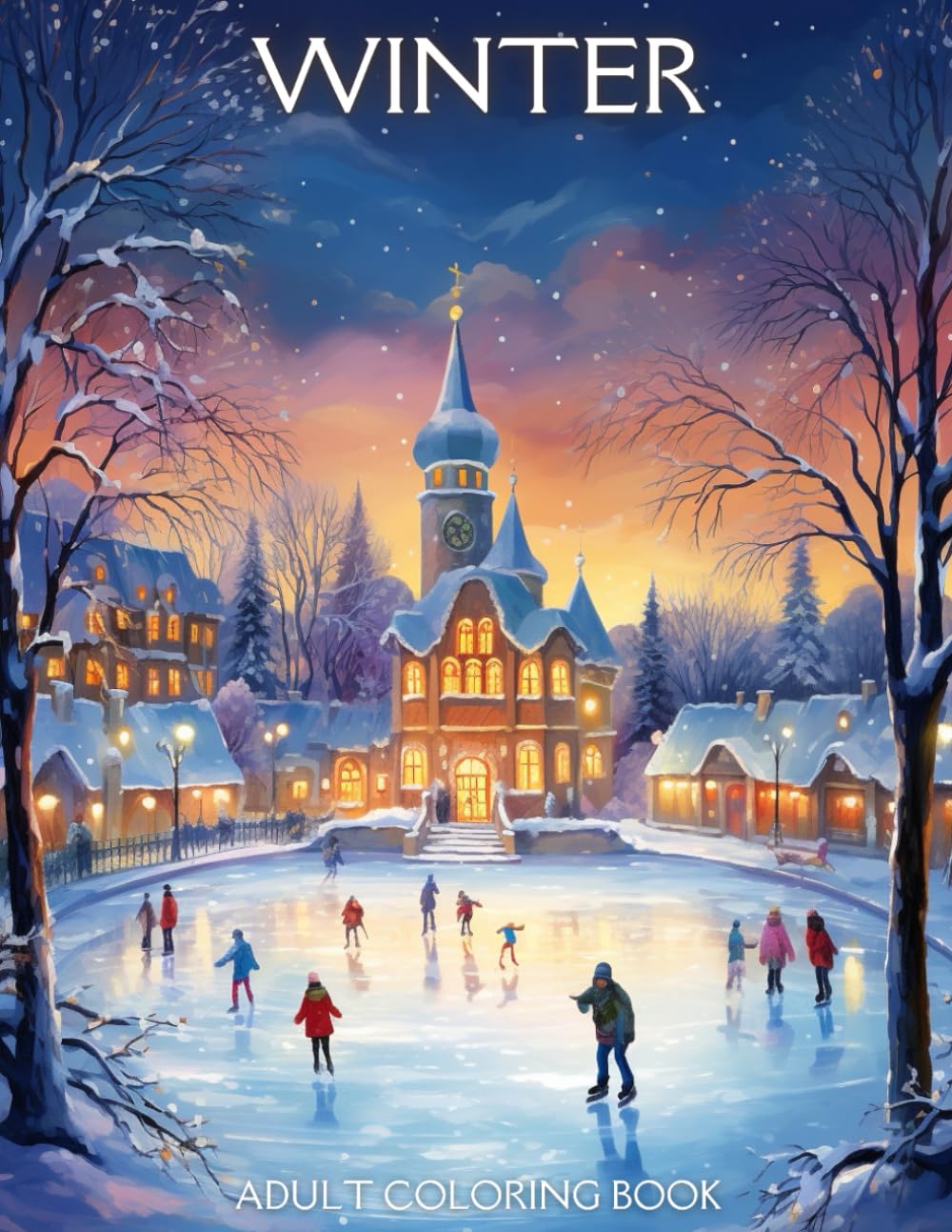 Winter Coloring Book for Adults: Vintage Grayscale Coloring Pages with ...