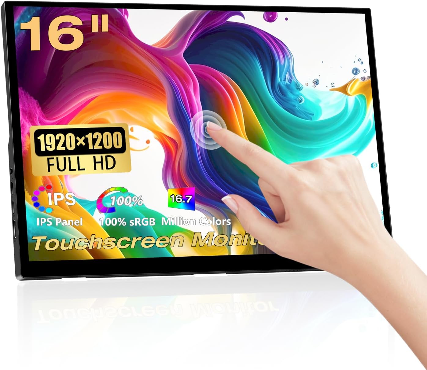 Amazon.com: Portable Touchscreen Monitor, 16 Inch 1920X1200P Monitor ...