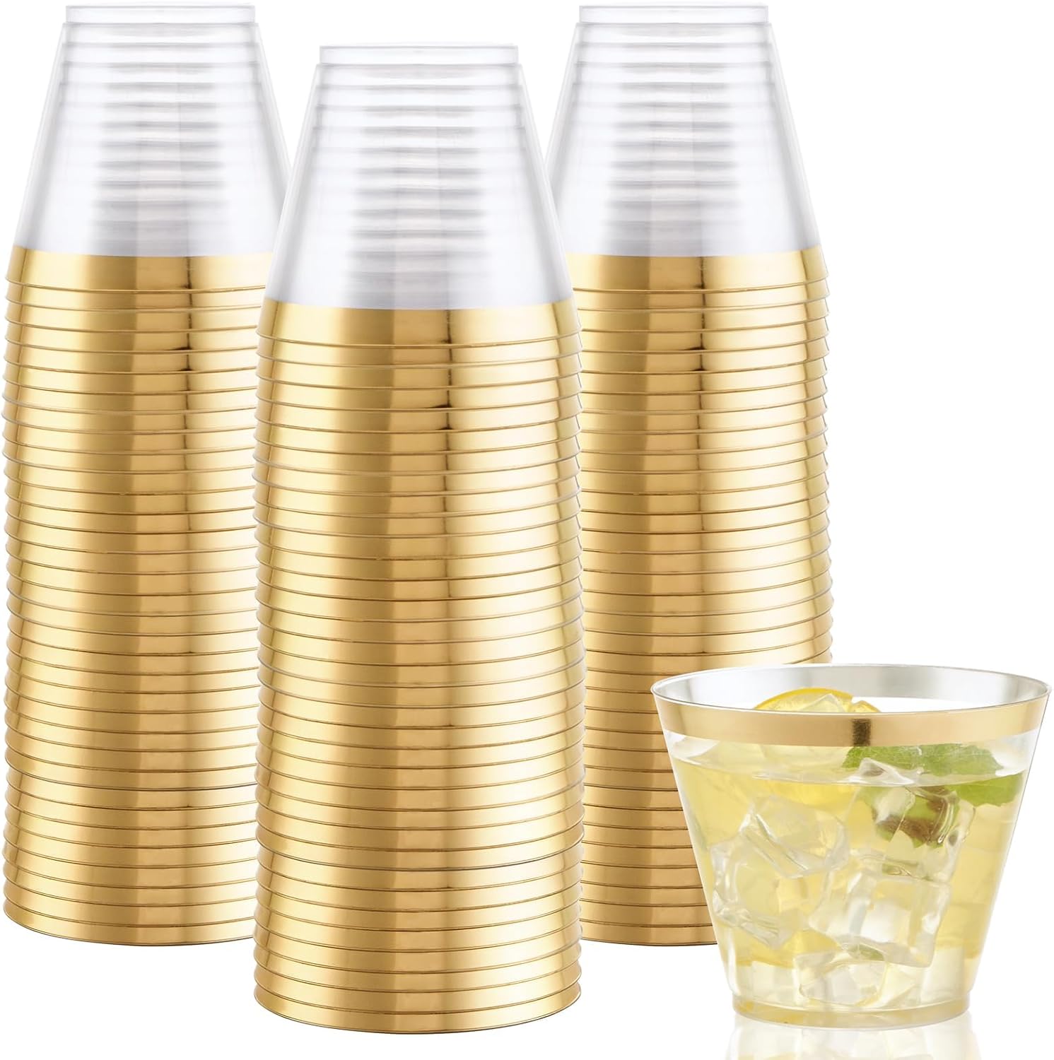 Amazon.com: Hioasis 100Pcs 9OZ Clear Cups - Plastic Disposable Cups ...