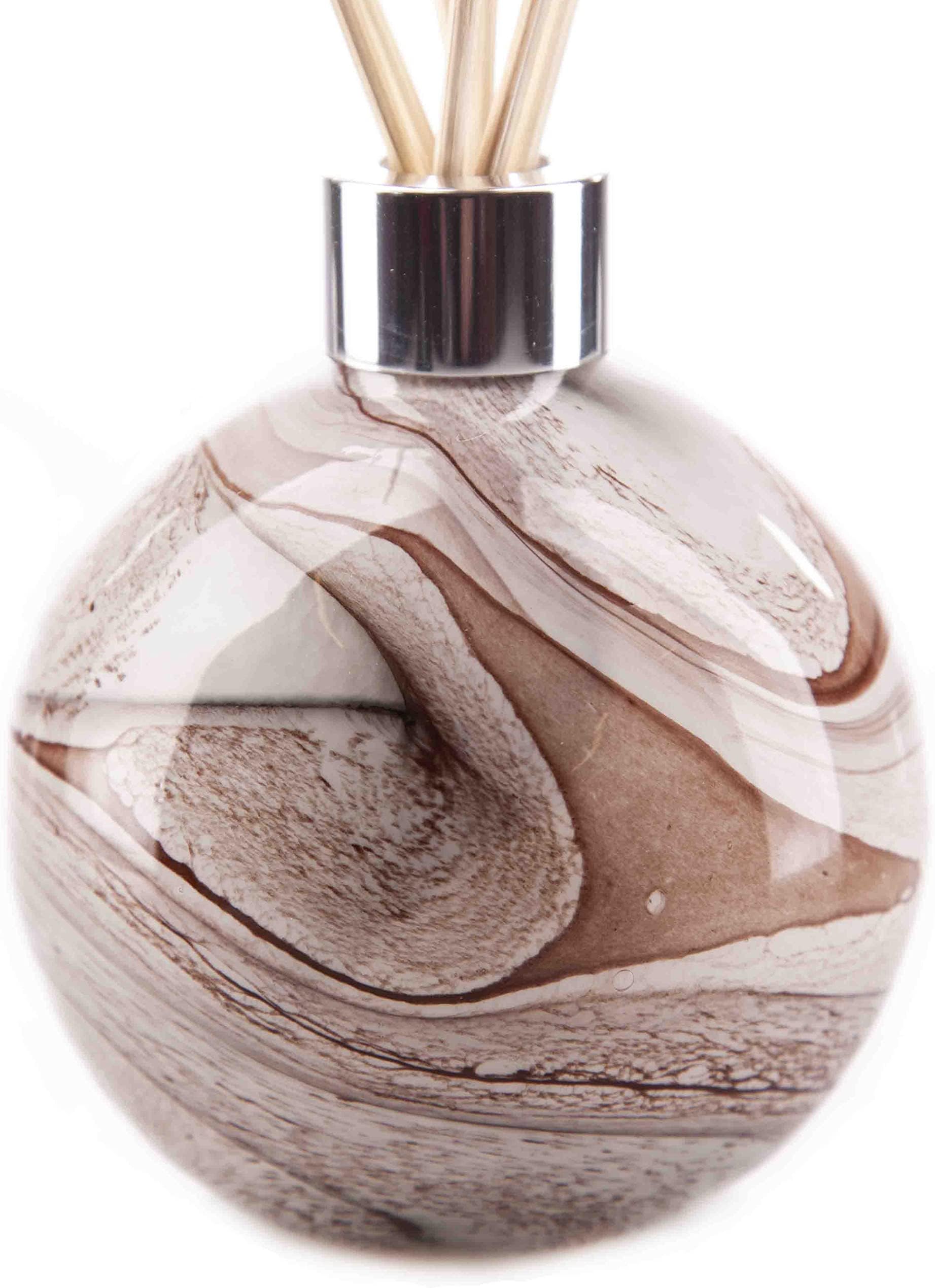Glass Oval Reed Diffuser in Grey, Brown & Red (Carnelian Marble ...