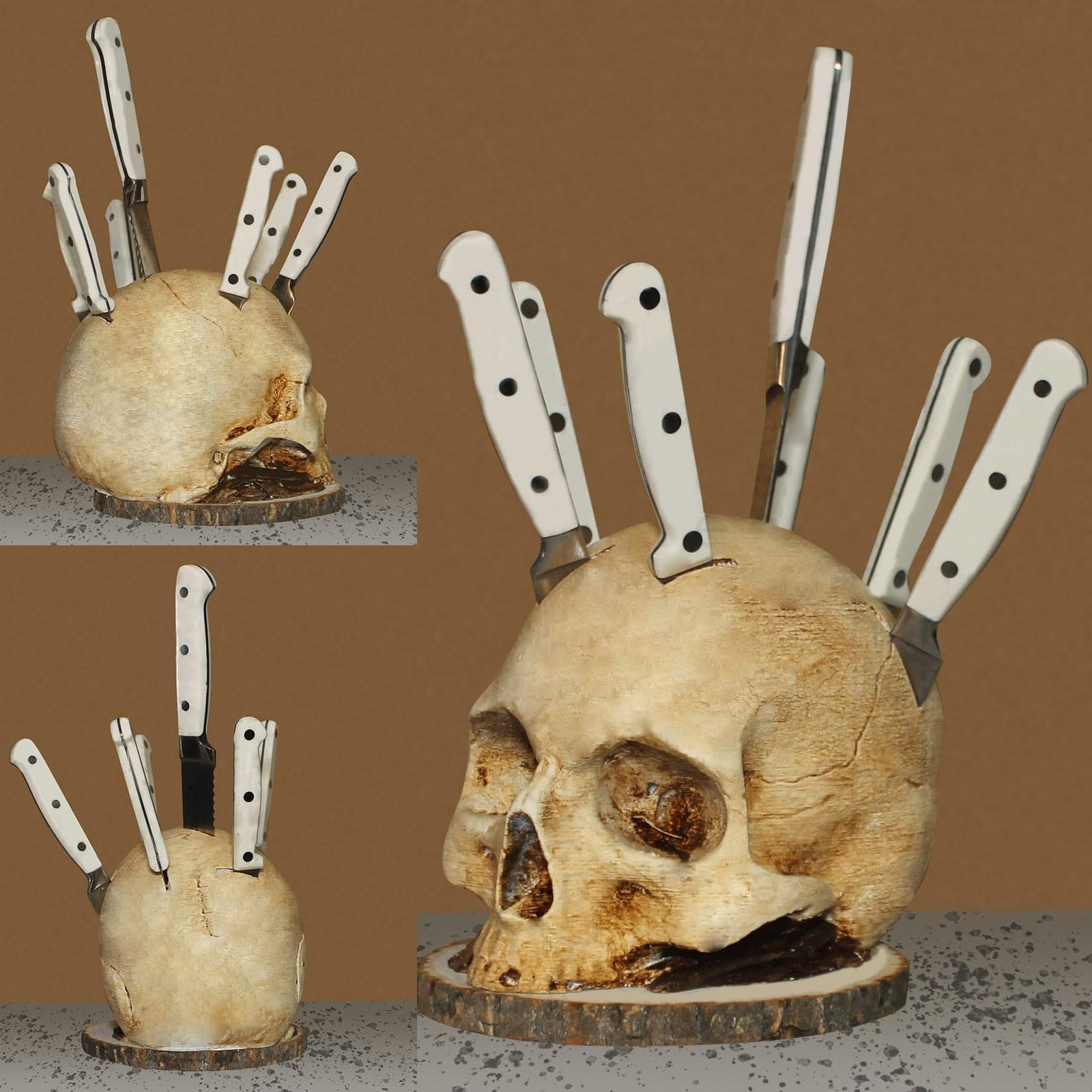 Amazon.com: Skull Knife Holder for Kitchen Storage, Funny Skeleton ...
