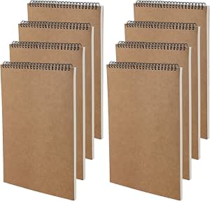 MANCHAP 8 PCS A4 Landscape Sketchbook, 60 Pages/30 Sheets Spiral Bound Sketchbook, A4 Art Sketch ...