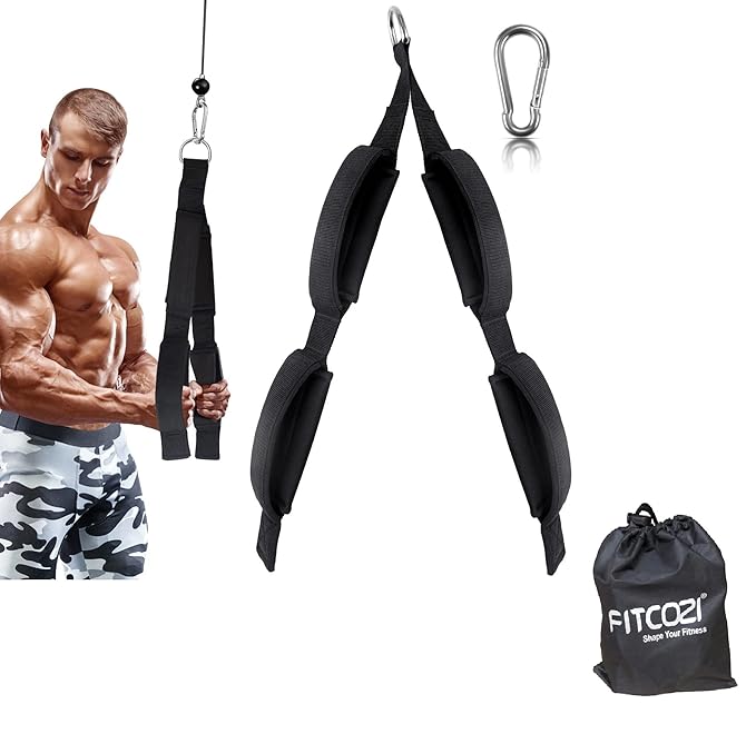 Fitcozi Long Tricep Rope Cable Attachment with 2 Sets of Anti-Slip ...