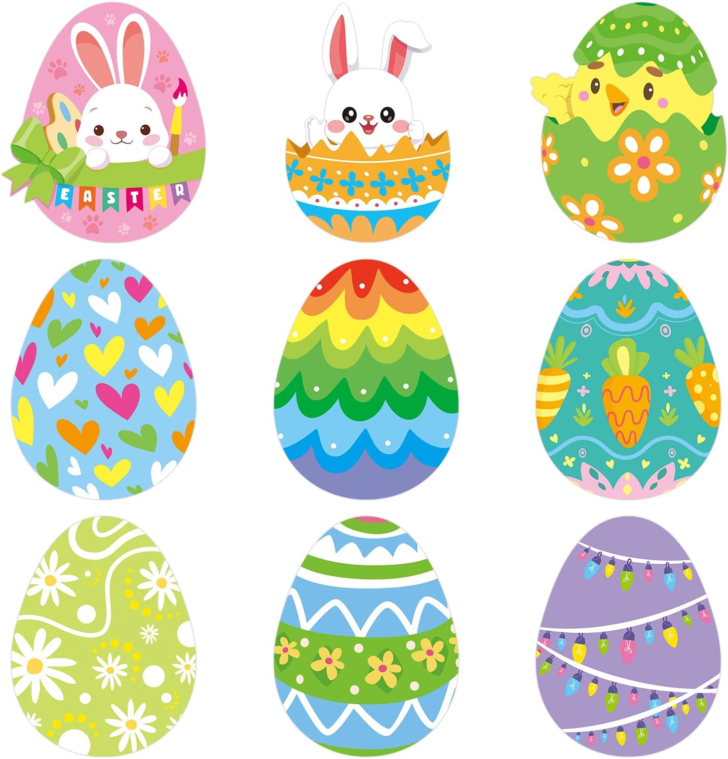 Amazon.com: 45 Pcs Easter Egg Cutouts Bunny Chick Cutouts for Bulletin ...