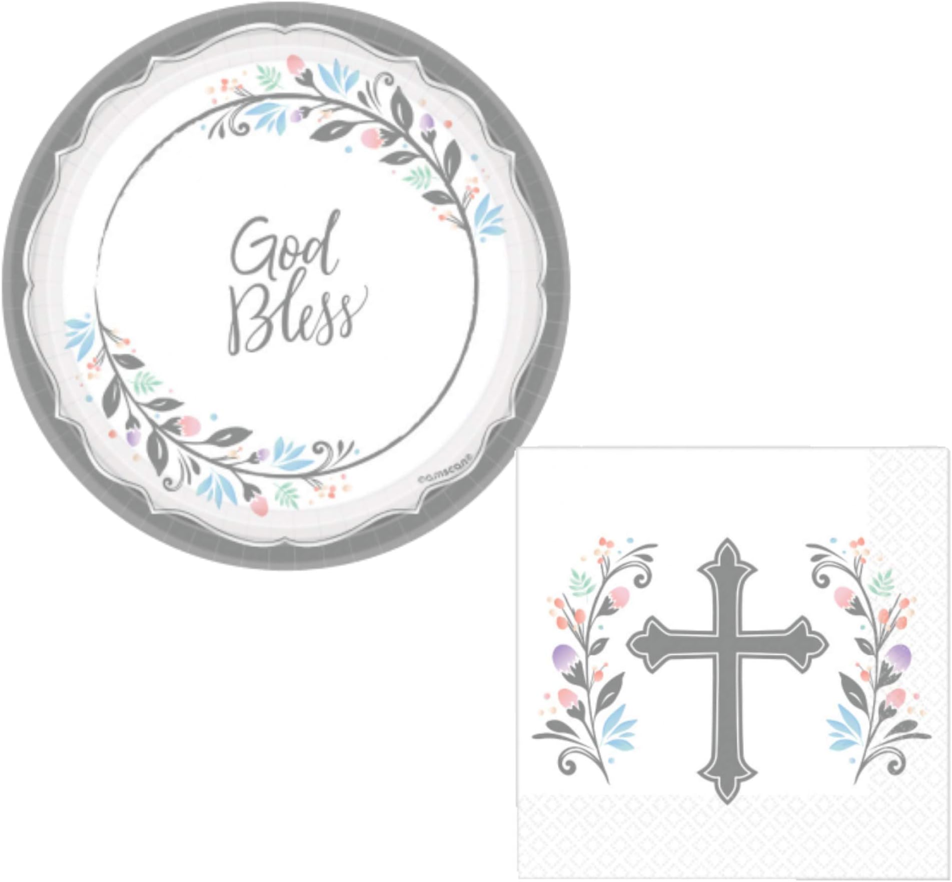 Amazon.com: Inspirational Cross Religious Party Supplies for 36 People ...