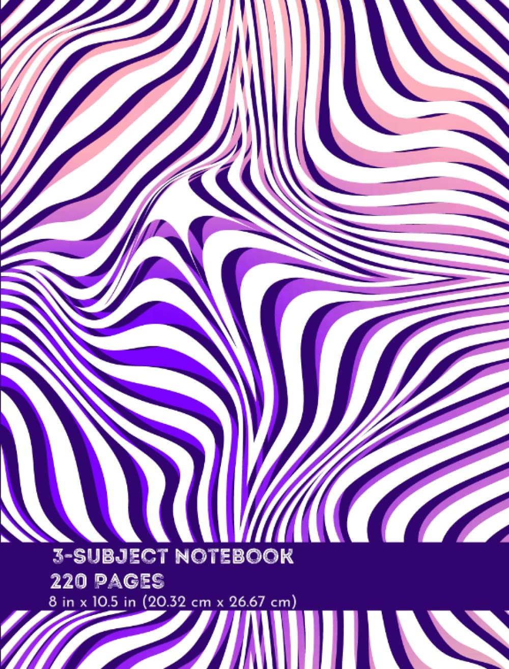 3 Subject Notebook: Pink and Purple, Optical Illusion Design, 3 ...
