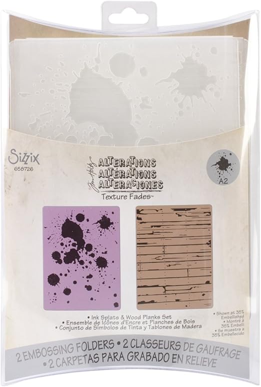 Sizzix Textured Impressions Prägefolder 2 STK. - Ink Splats & Wood ...
