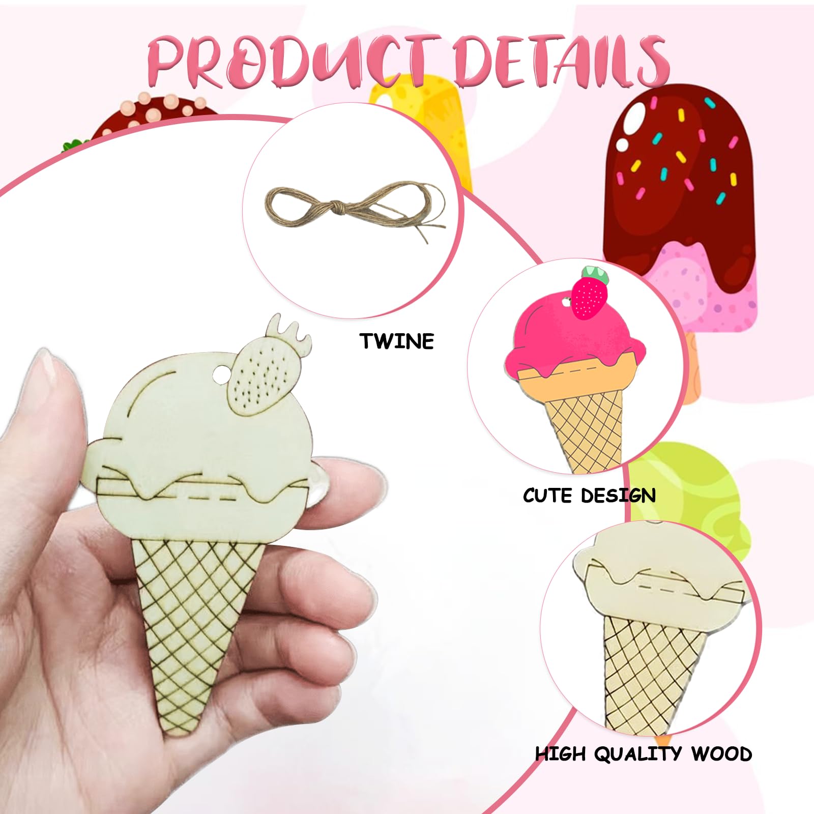 Snapklik.com : AOCEAN 80 Pcs Unfinished Wooden Ice Cream Cutouts ...
