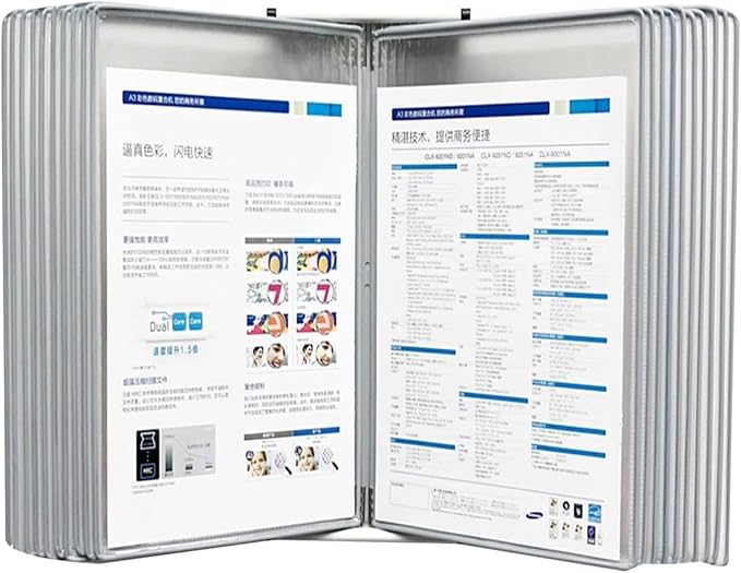 Wall-Mounted Flip File Holder - Wall Reference Organizer, 20 Display ...