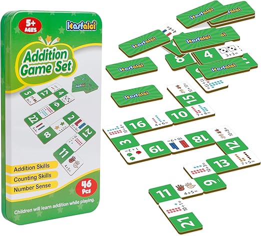 Amazon.com: Kasfalci Addition Dominoes Set,Math Games for Kids,Math ...