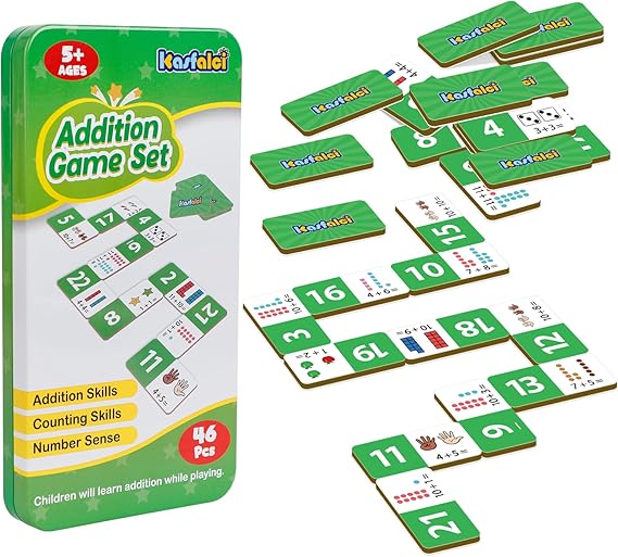 Amazon.com: Kasfalci Addition Dominoes Set,Math Games for Kids,Math ...