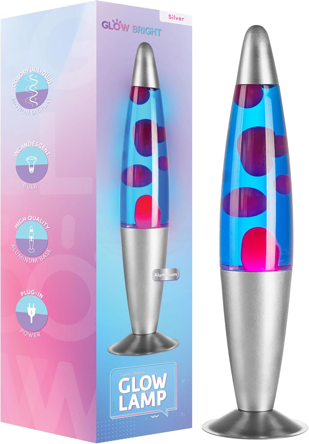 Amazon.com: Glow Bright 16" Volcano Rocket Glow Lamp with Silver Base ...