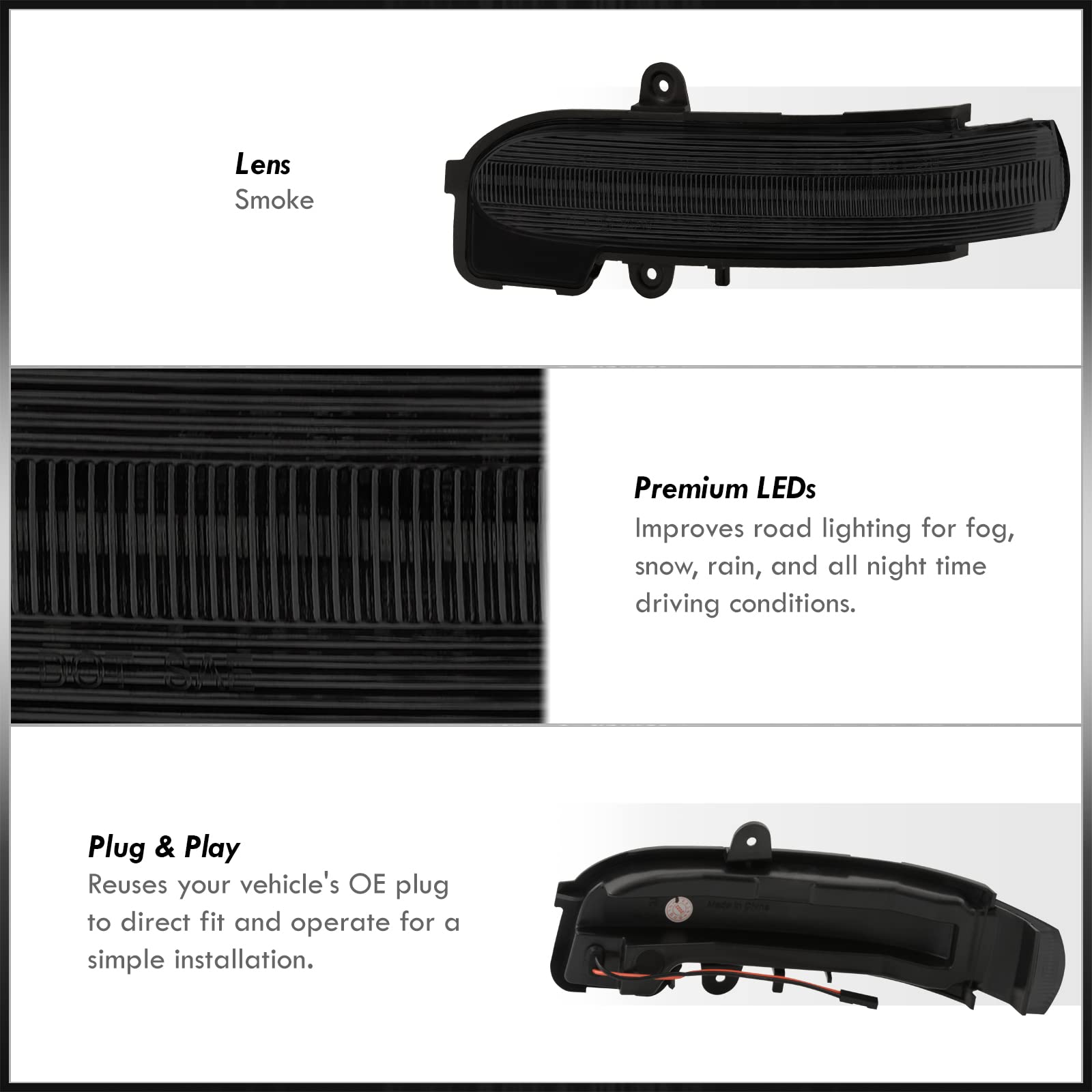 LED Side Mirror Turn Signal IJDMTOY Smoked Lens Dynamic Sequential S ...