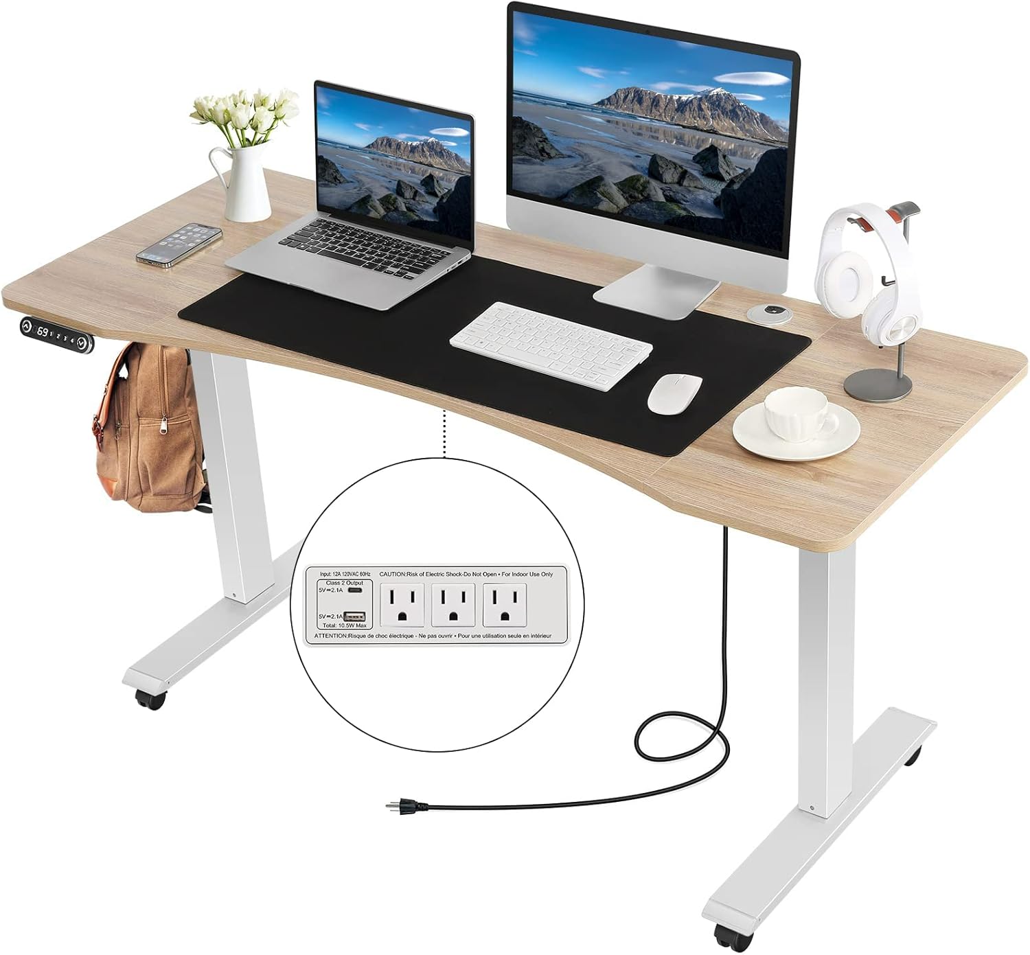 Amazon.com: Standing Desk Adjustable Height, 55in Rising Desks for Home ...