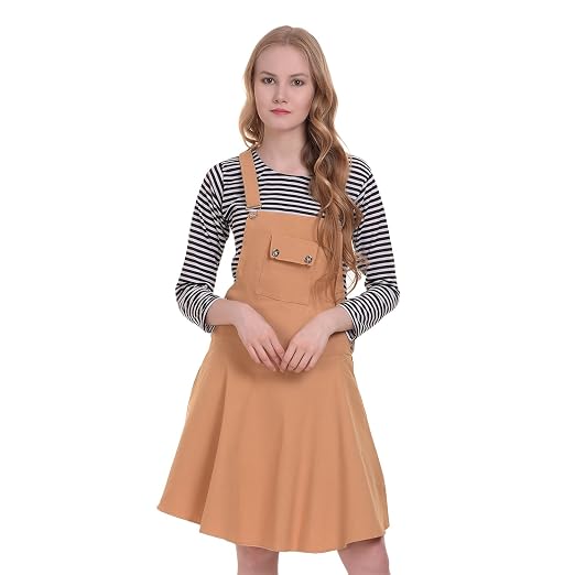 Buy DIMPY GARMENTS Cotton Blend Striped Women's Dungaree Dress with Top ...
