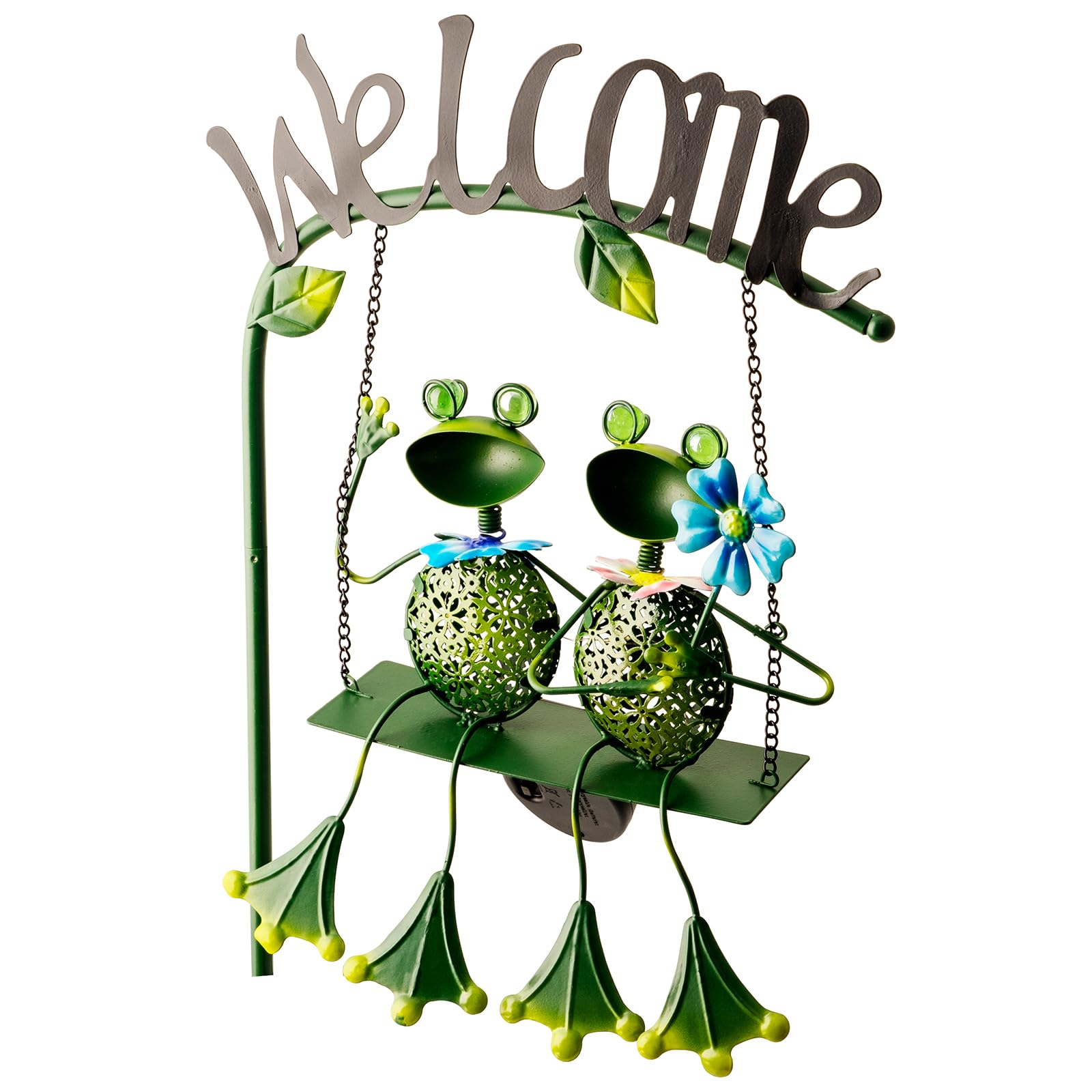 Amazon.com : Frog Solar Light Garden Outdoor Decoration Swing Metal ...
