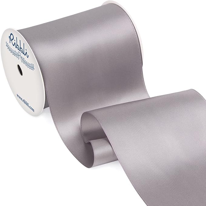 Amazon.com: Ribbli Silver Satin Ribbon 4 Inch Wide Silver Ribbon for ...