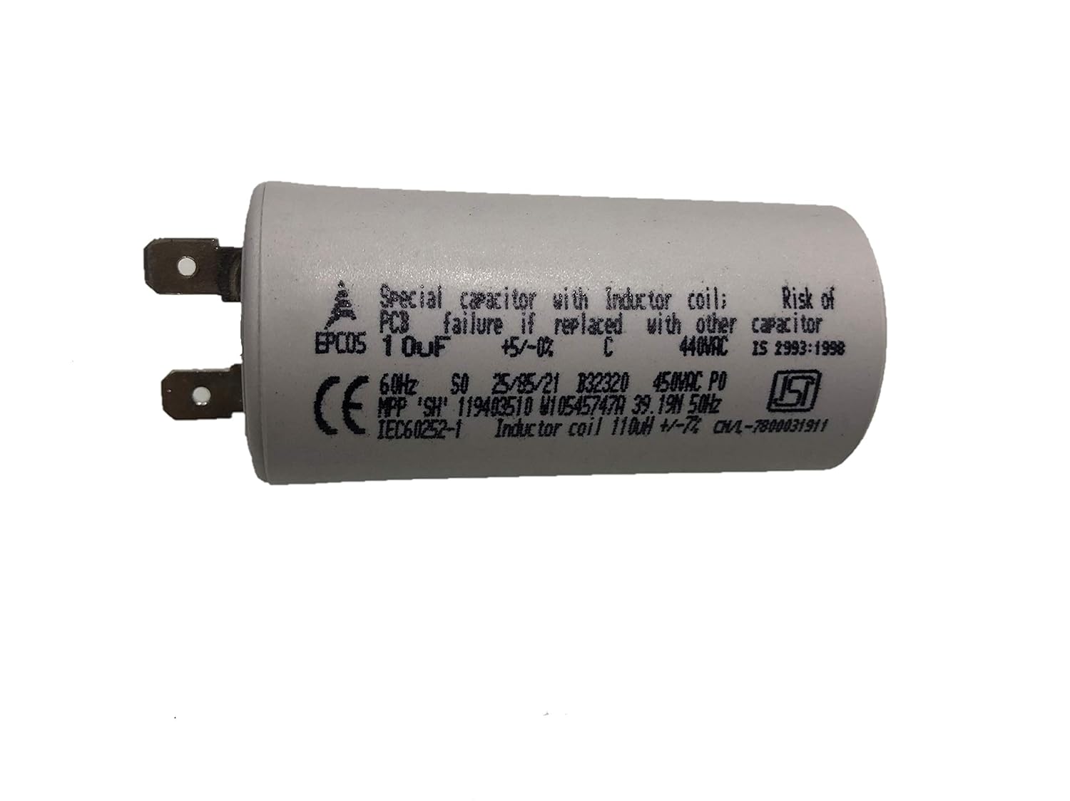Refwell Whirlpool Washing Machine Capacitor 10 MFD with 110 UH Spares ...