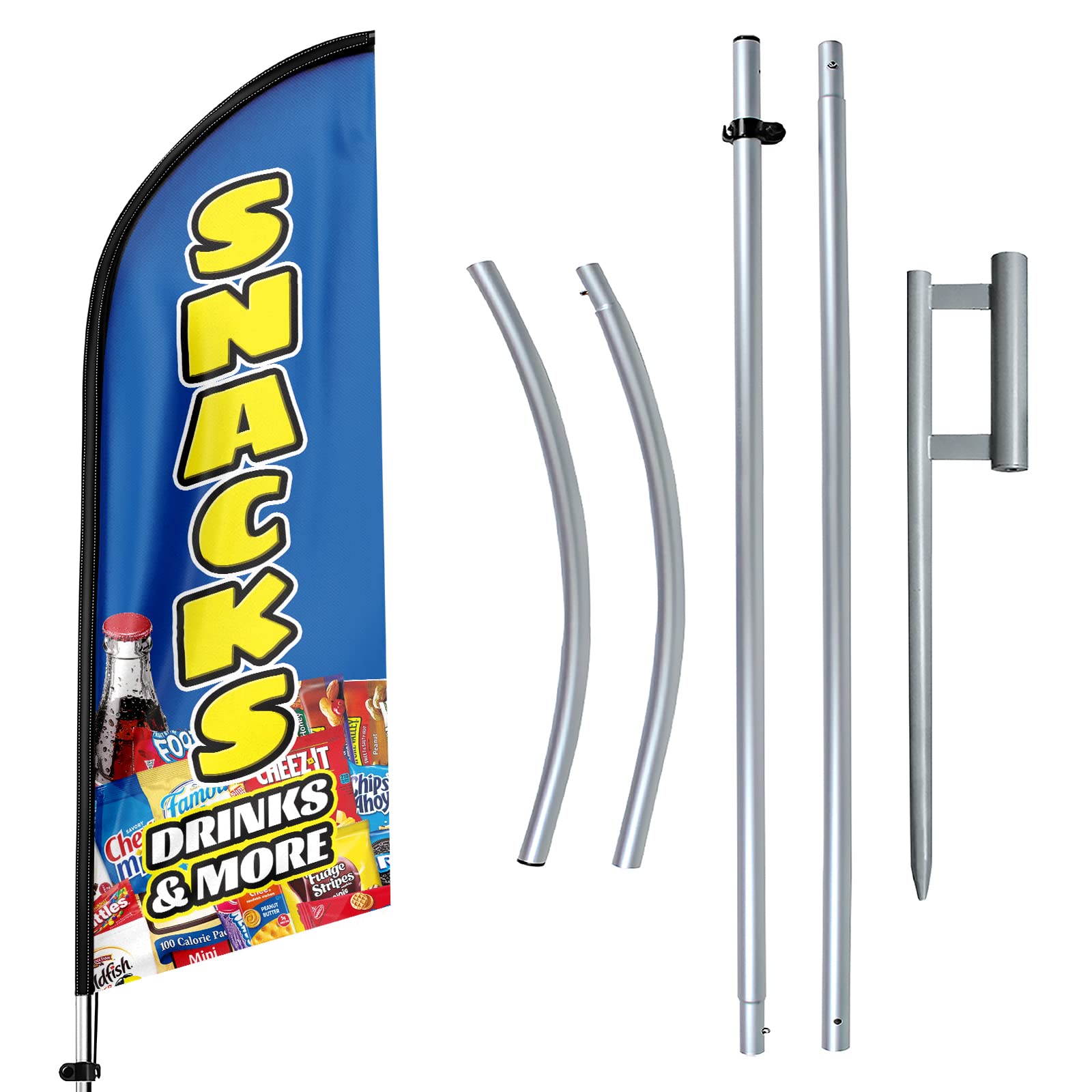 Snacks Swooper Feather Flag, Snacks Advertising Feather Banner with ...