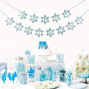Amazon.com: Decoraciones de papel Fiesta Glitter Azul Plata Copo de ...