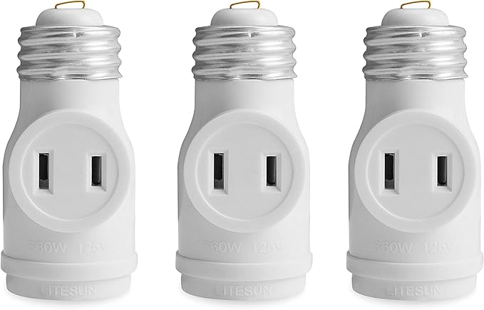 2 Outlet Light Socket to Plug Adapter, Electrical Screw in Light Bulb ...