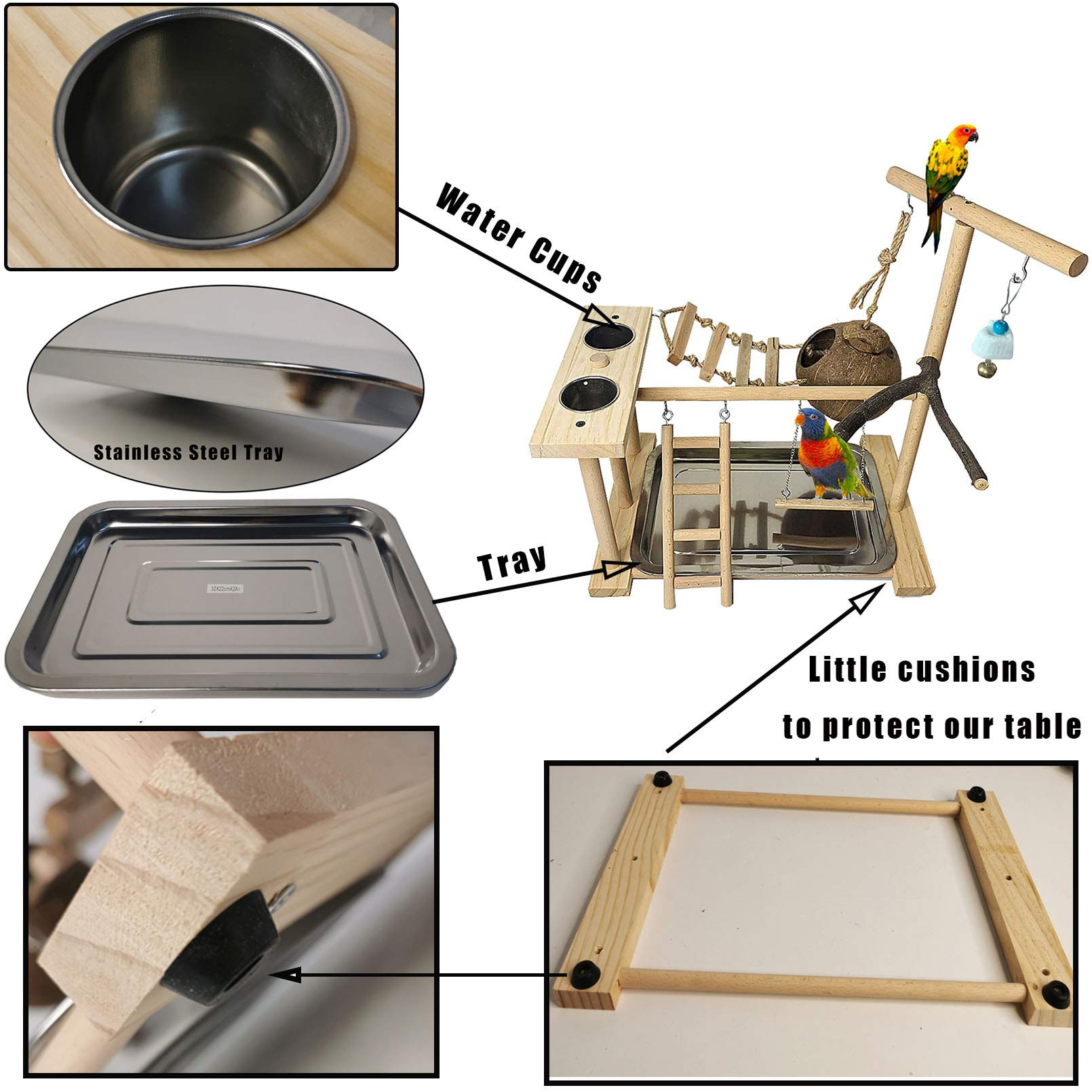 Snapklik.com : Parakeet Playground Bird Play Stand Natural Wood Perch ...