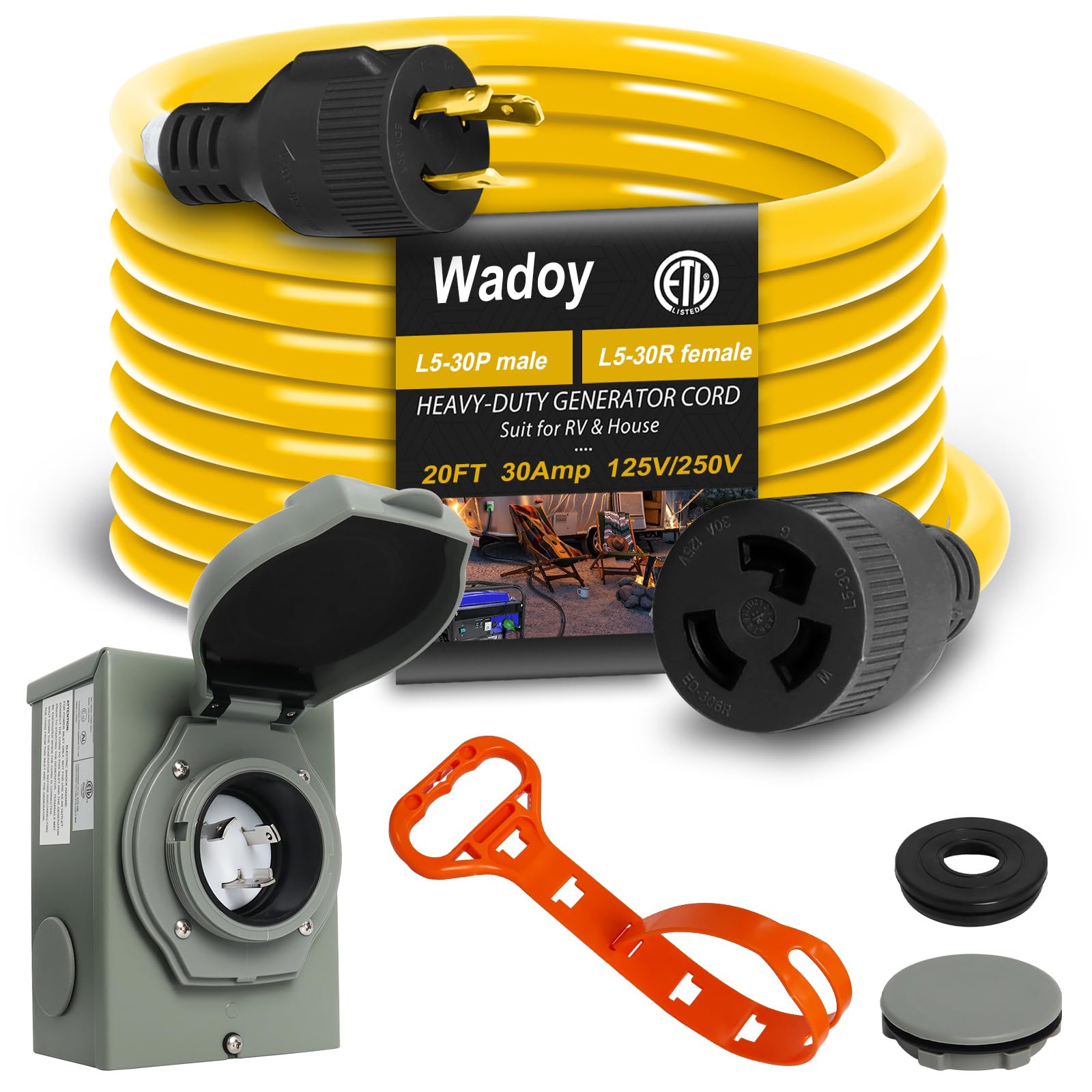 Snapklik.com : 3 Prong Generator Cord 30 Amp, Yellow SJTW 3X10AWG ...