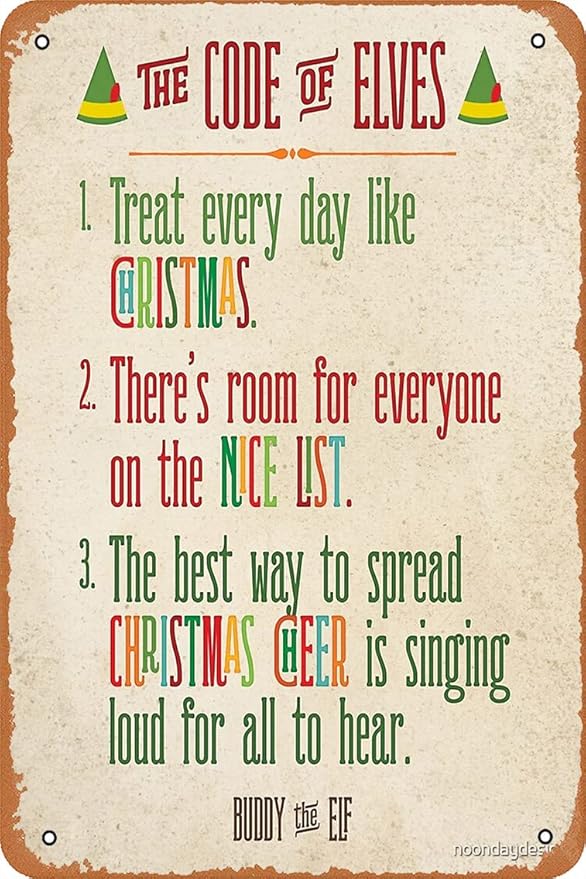 Amazon.com: Buddy The Elf! The Code of Elves Poster 12" X 8" Vintage ...