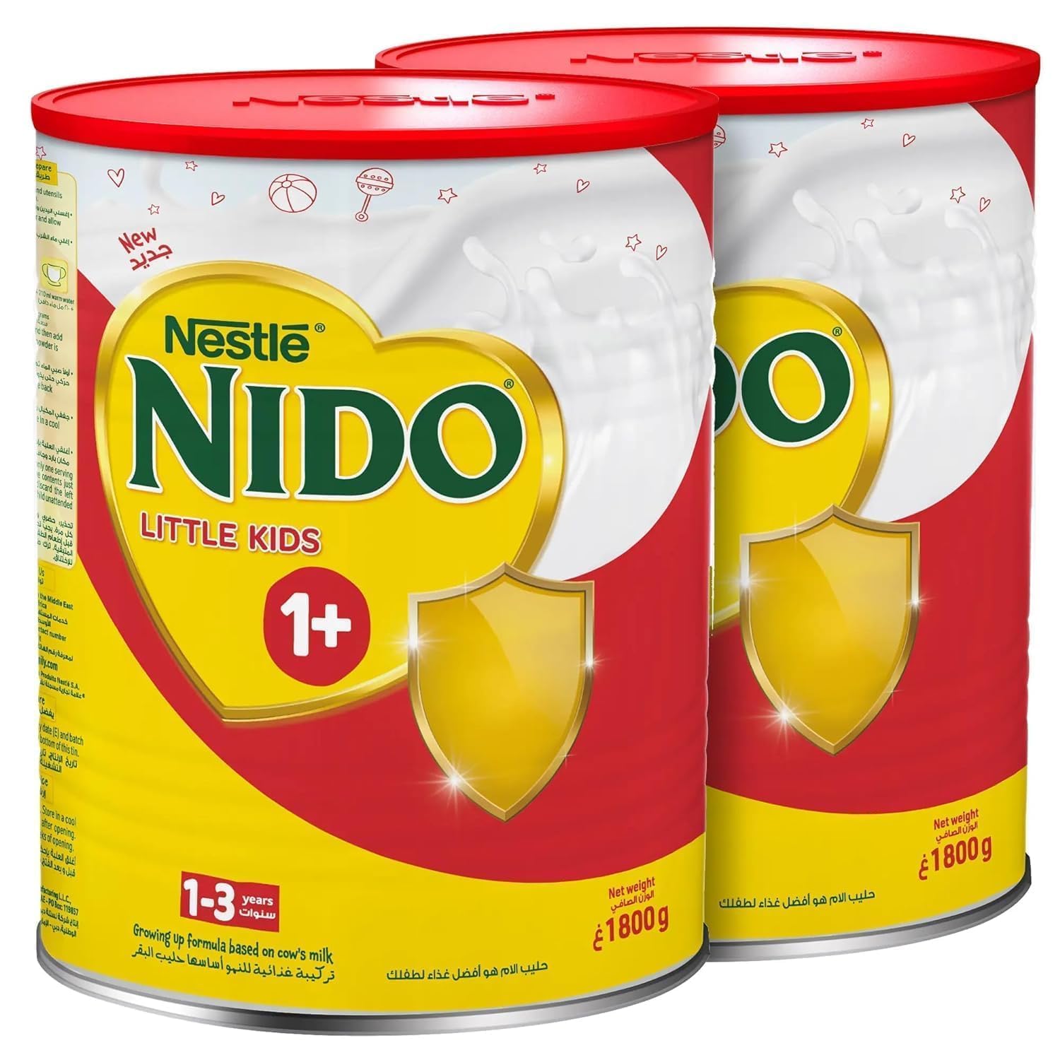 NIDO One Plus Powder Milk Formula Tin Dual Pack (2X1800g) : Buy Online ...