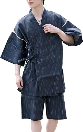 GIORNO SEVEN Men's Japan Kimono Jimbei SIJIRAORI Jinbei Set Yukata ...