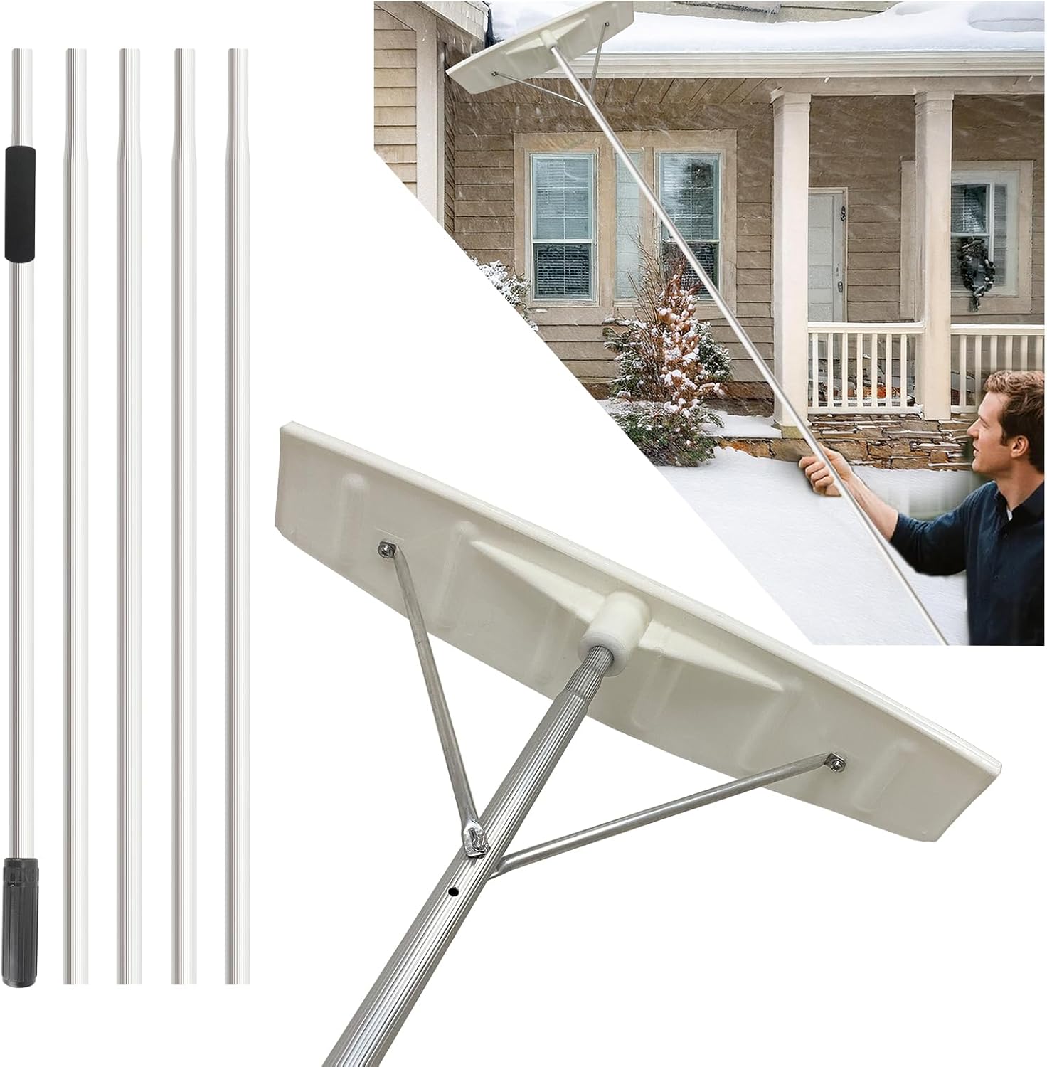 Amazon.com : Smarkey 19Ft Snow Roof Rake Removal Clean Tool Ice Dams ...