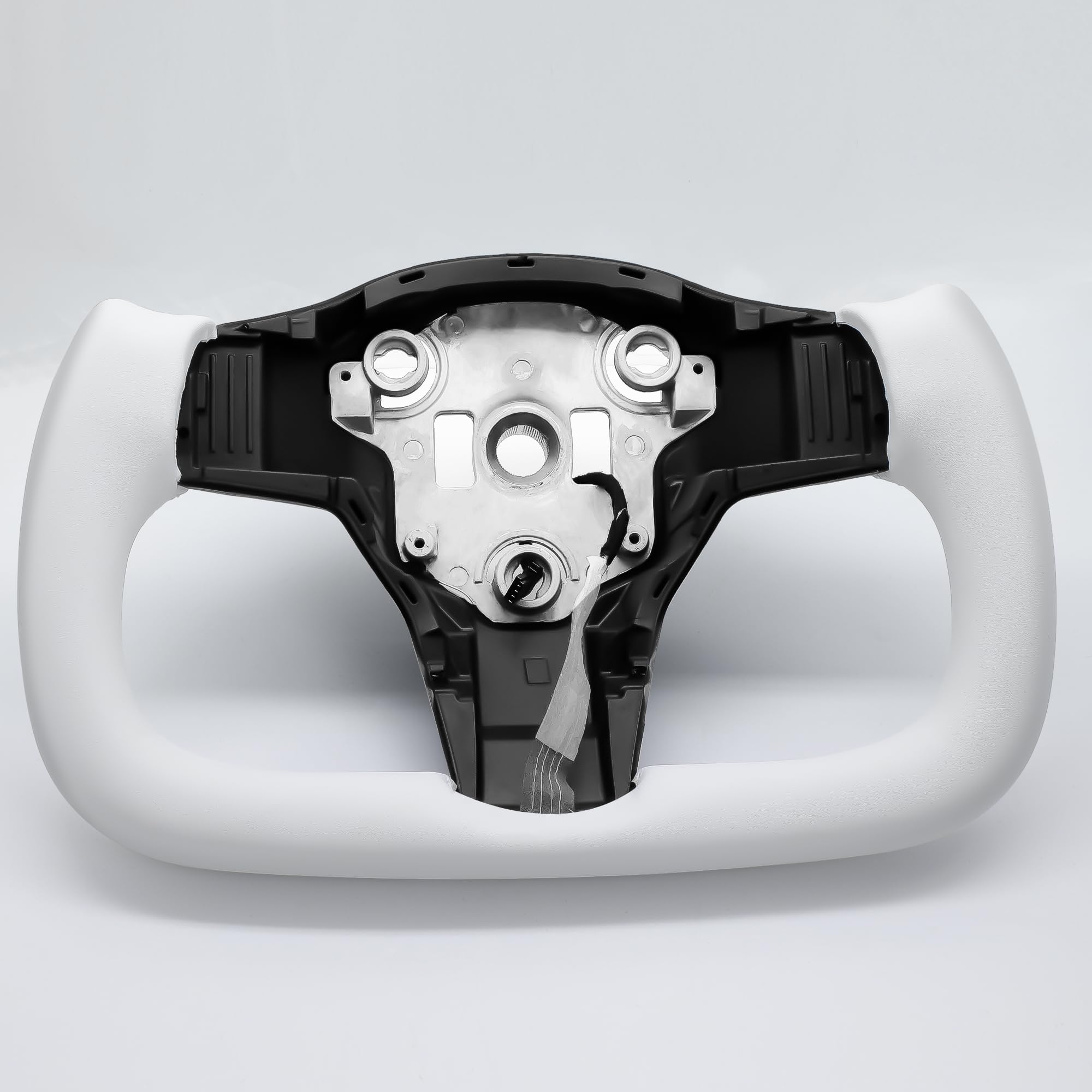 Amazon.com: TESFEEL Yoke Steering Wheel Matte Personality White Nappa ...