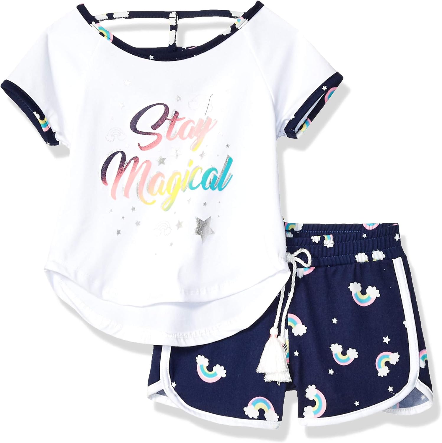 Amazon.com: One Step Up Girls' Toddler Soft Knit Top and Short Set ...