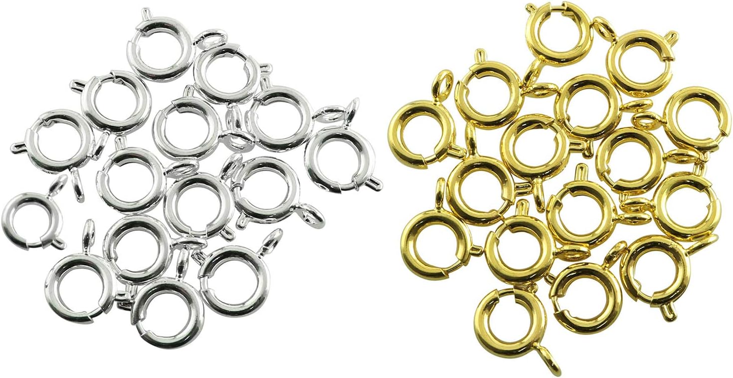 Amazon.com: Aylifu 40pcs Spring Ring Clasp Brass Round Clasps Open Ring ...