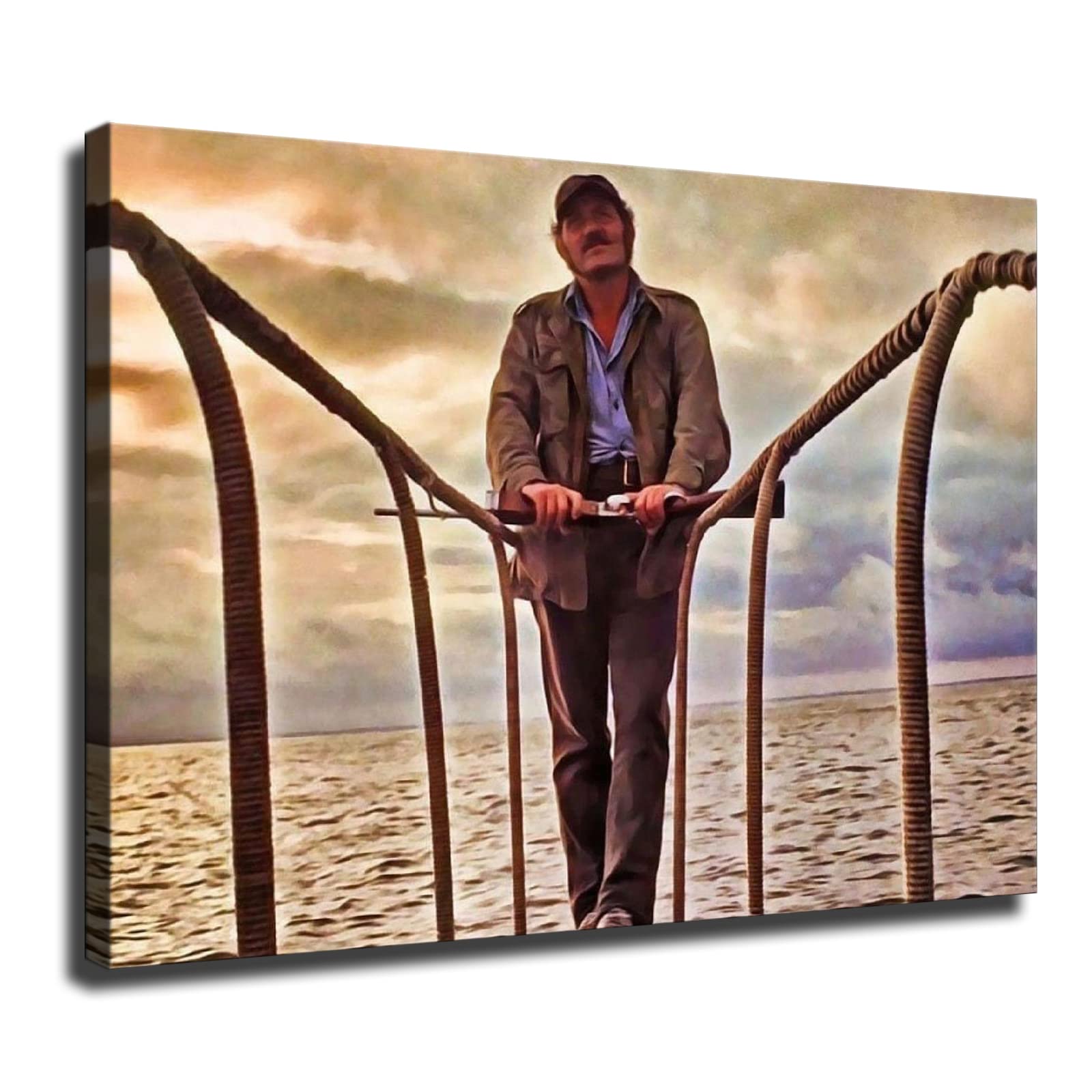 Amazon.com: Jaws Quint Standing Sunset Retro Movie Canvas Poster Art ...