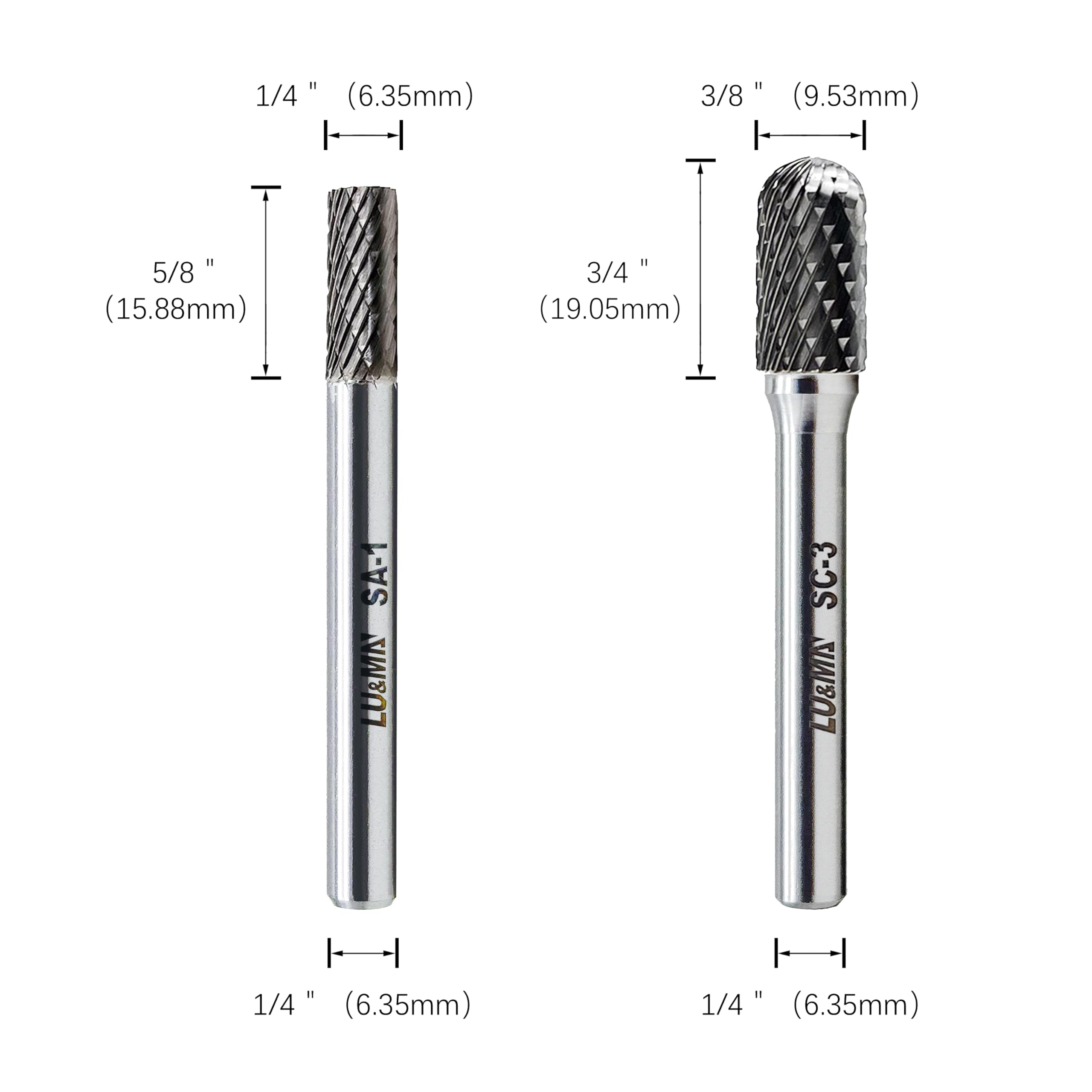 Snapklik.com : LU&MN Tungsten Carbide Double Cut Rotary Burrs File Set ...