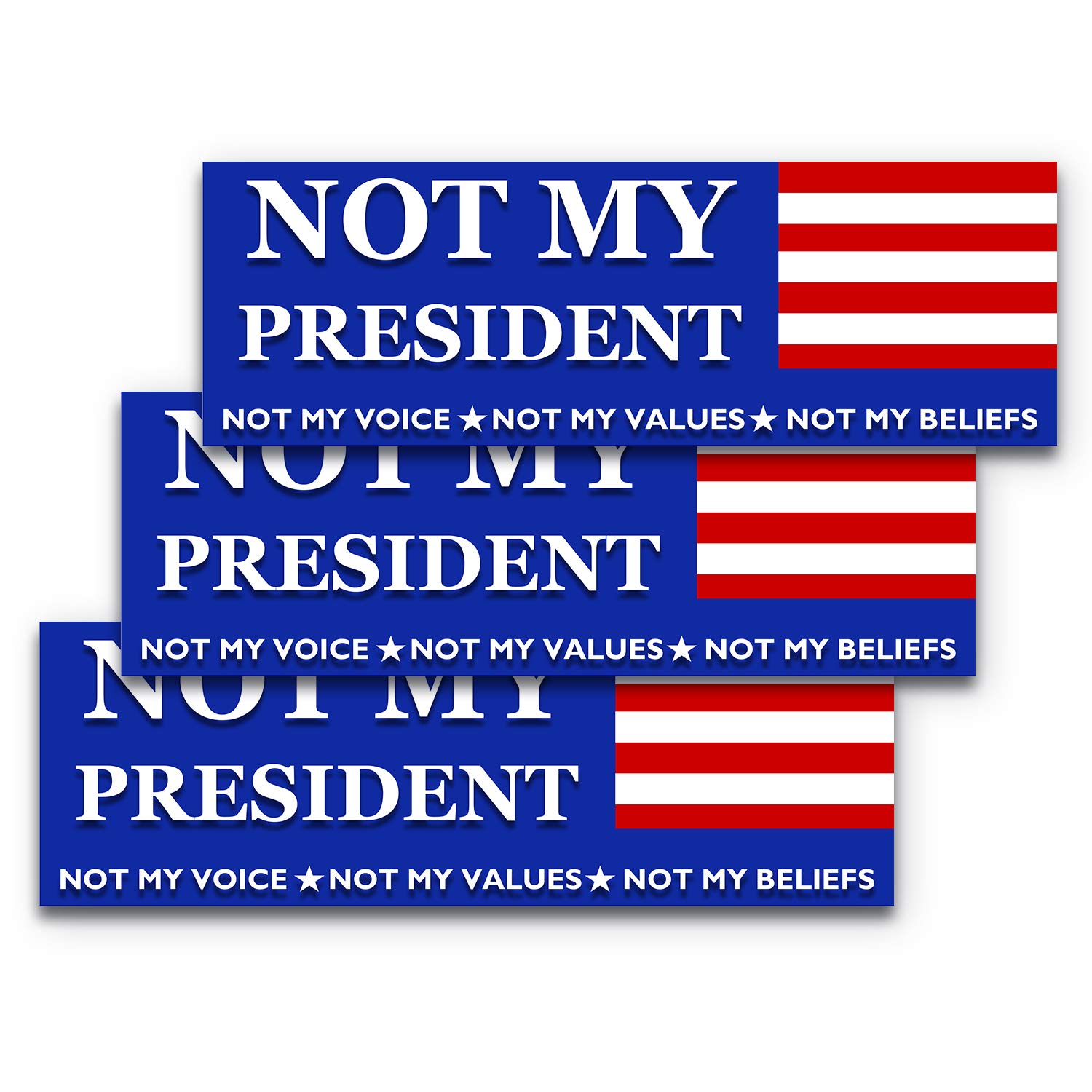 Amazon.com - 9x3 Not My President 3-Pack Bumper Sticker, 100% ...