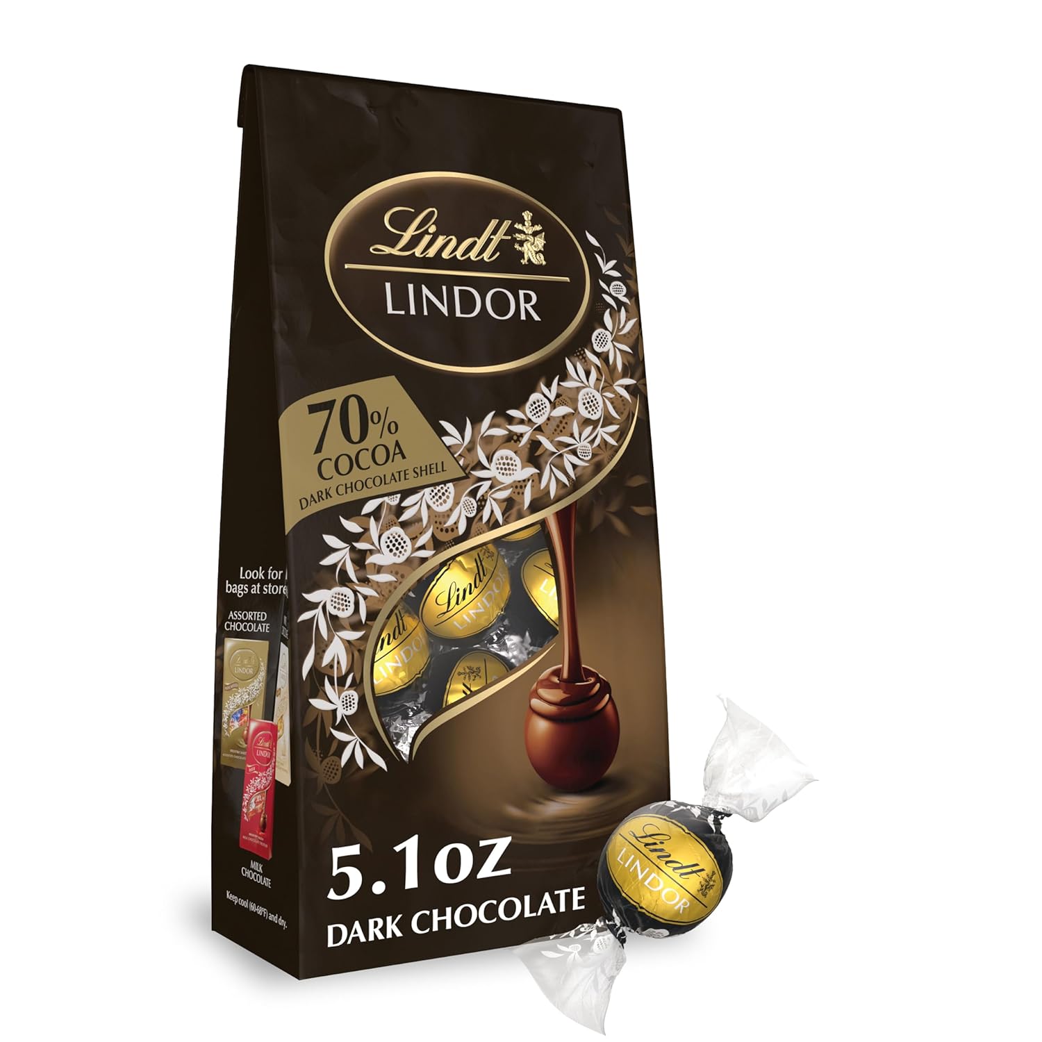 Amazon.com : Lindt LINDOR 70% Extra Dark Chocolate Truffles, Dark ...