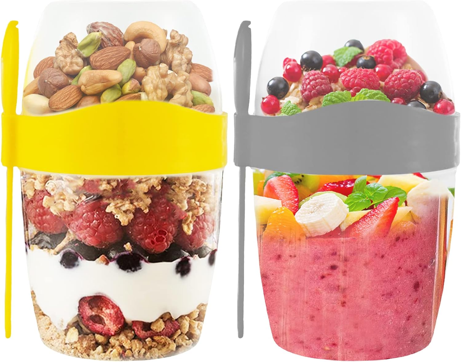 Amazon.com: 2 Pack Overnight Oats Container, 2-tier Overnight Oats Jars ...