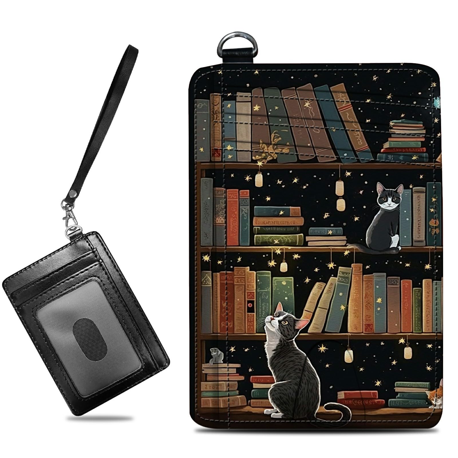 Amazon.com: BWEGRHE Small Travel Wallets, Cat Library Slim Minimalist ...