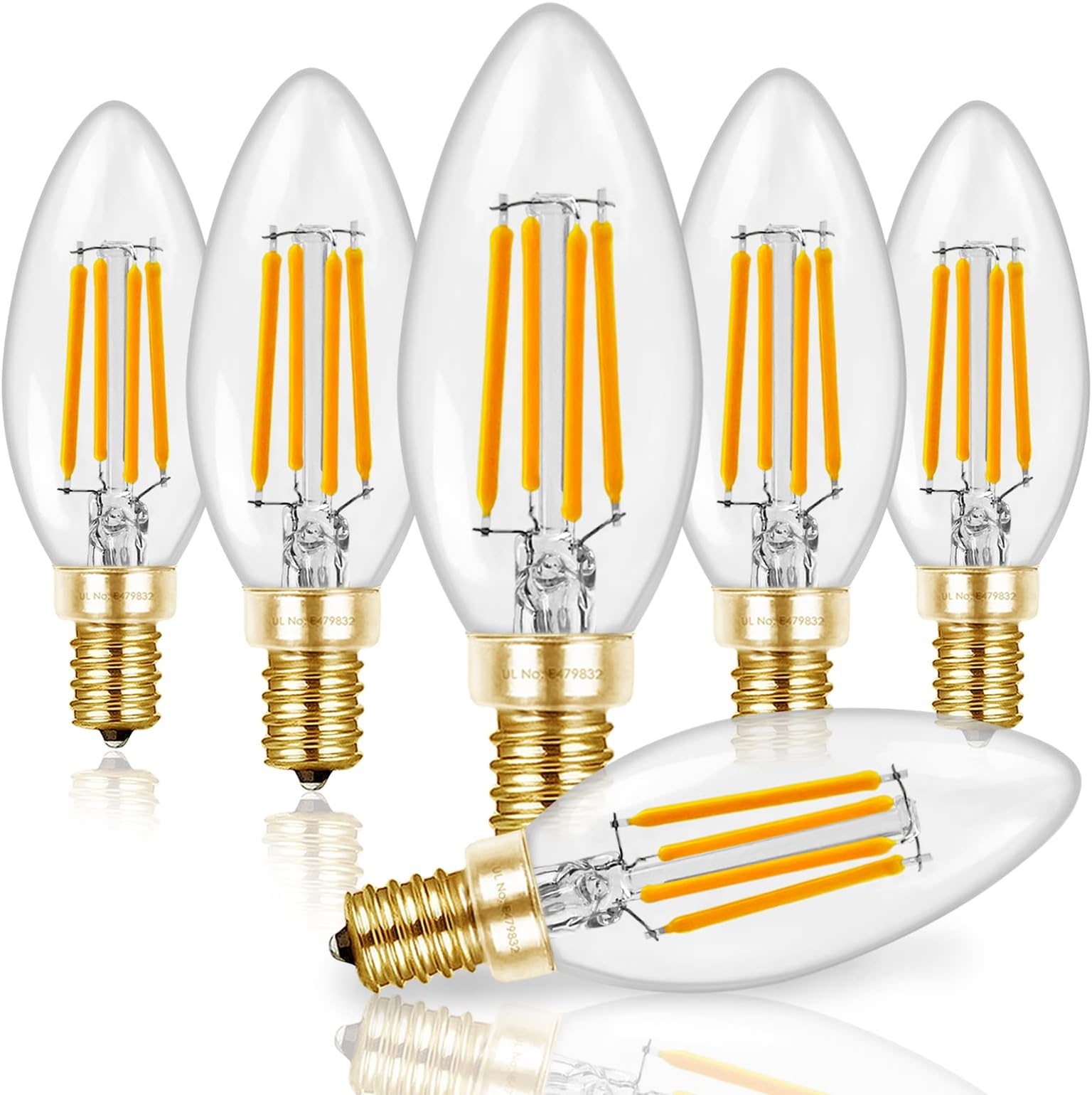 Hizashi E12 LED Bulb Dimmable 60W Equivalent, Chandelier Light Bulbs ...