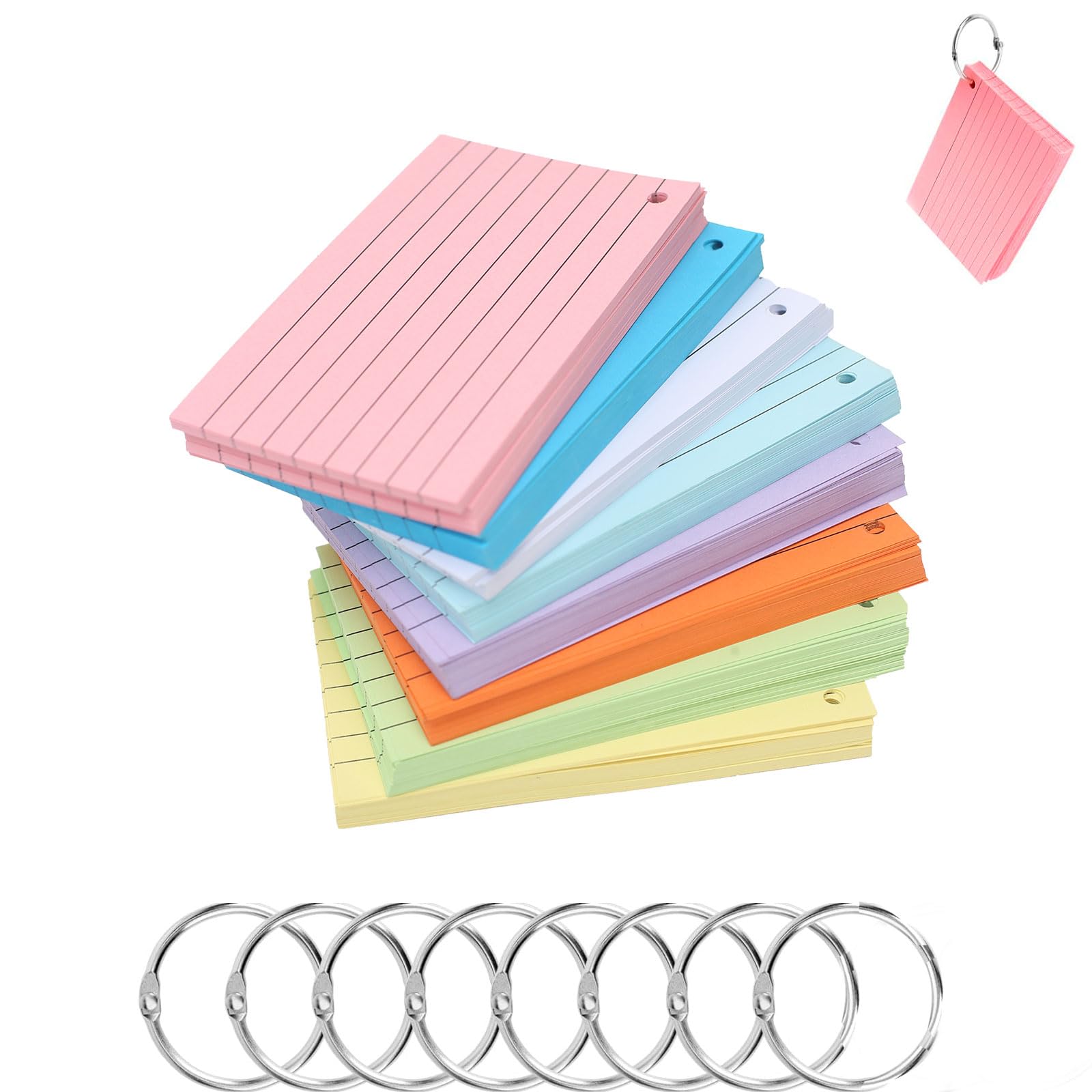 EGOSKY Flash Cards, 400PCS Blank Revision Cards, A7 Ruled Index Cards ...