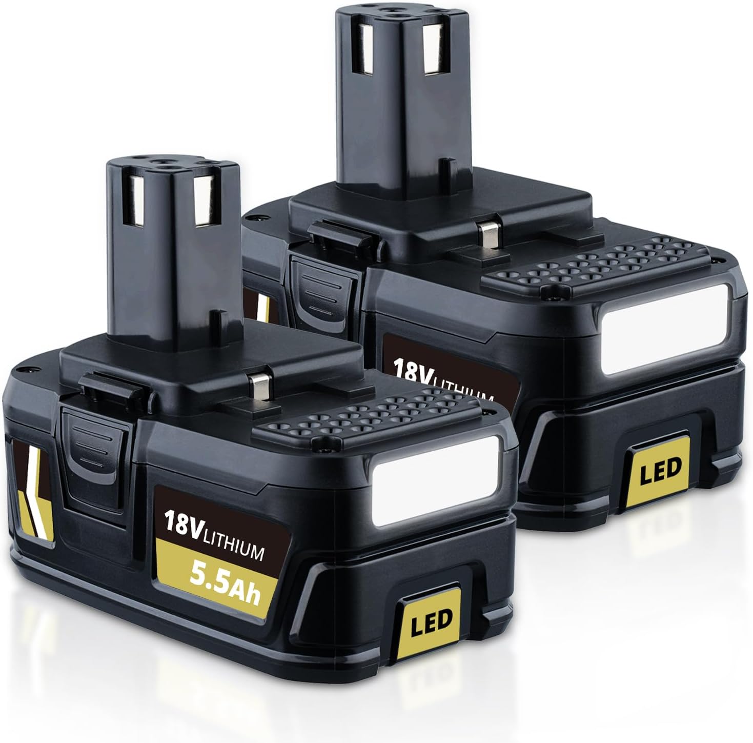 2 Pack 18V 5.5Ah P108 Replacement for Ryobi 18V Battery Compatible with ...