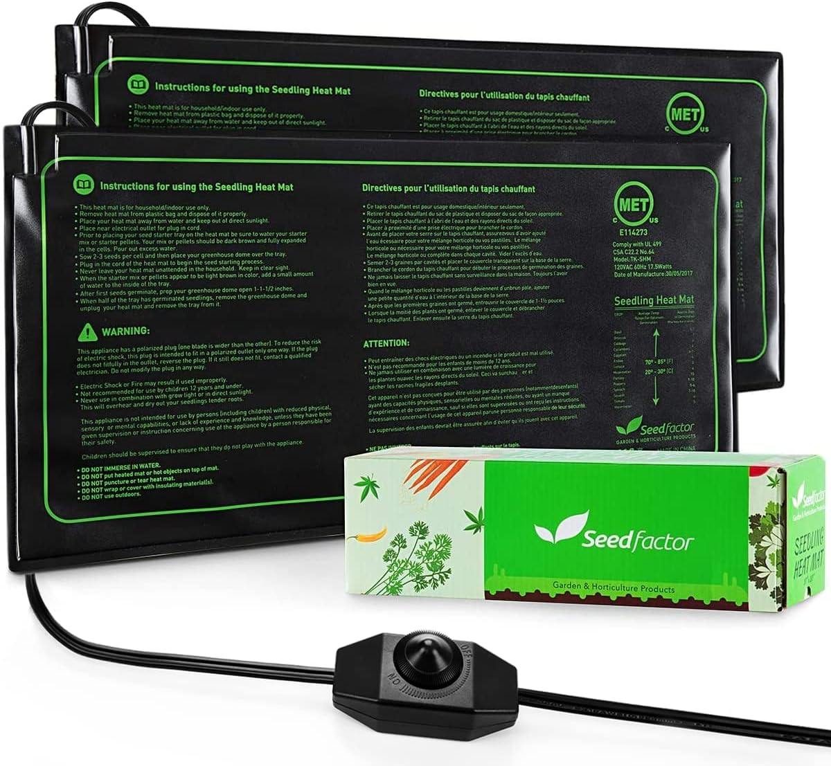 Amazon.com : MET Certified 2 Pack Seedling Heat Mat, Seedfactor ...