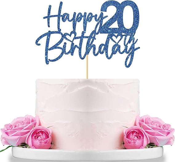 Amazon.com: WeBenison Happy 20th Birthday Cake Topper Adult's 20th ...