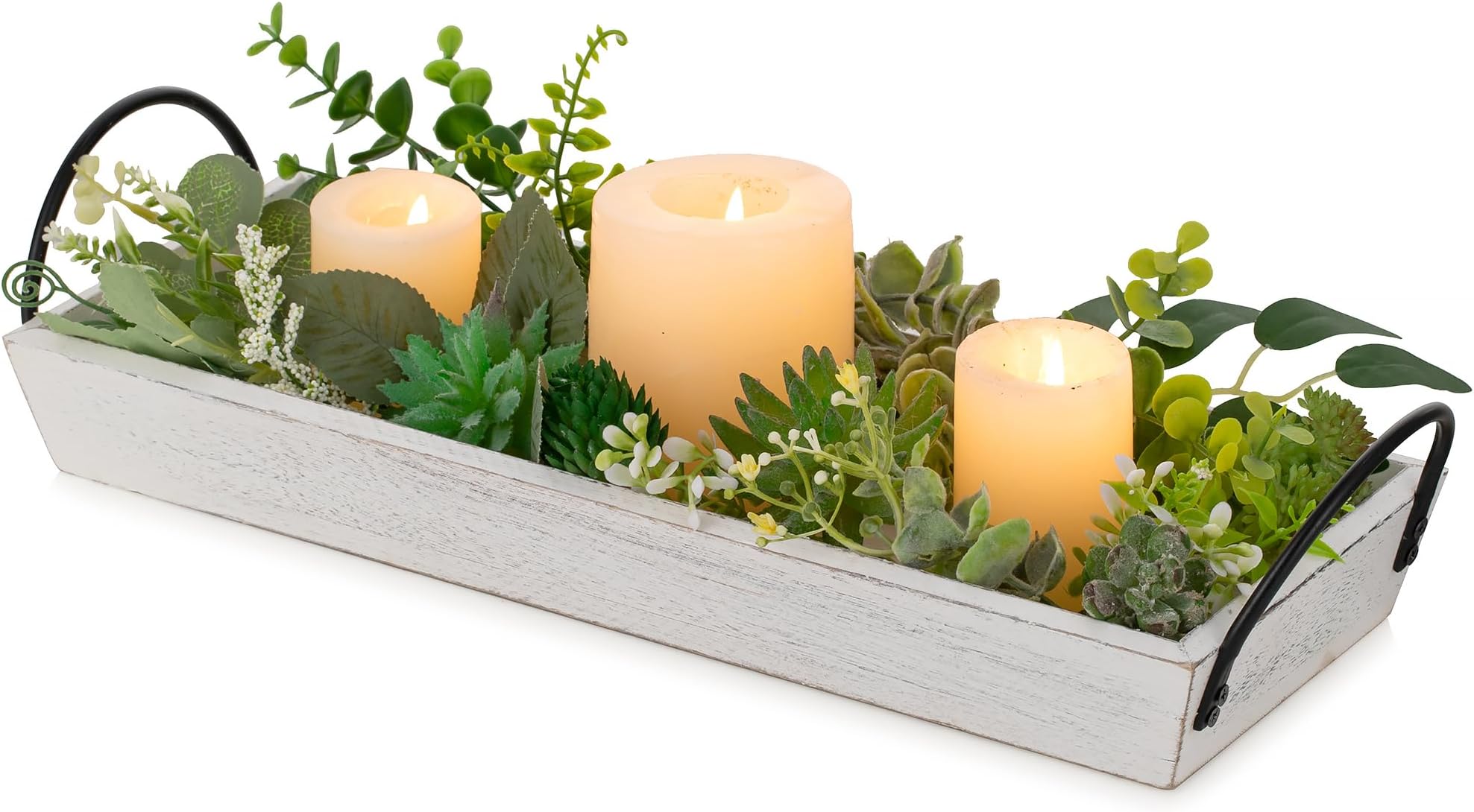 Amazon.com: Long Narrow Wood Candle Tray: Hanobe Rustic Wooden Candle ...