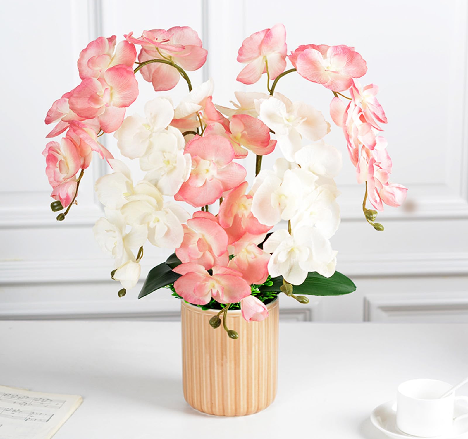 Amazon.com: SAING S A I N G 4 Pcs Silk Artificial Orchid Flowers Stem ...