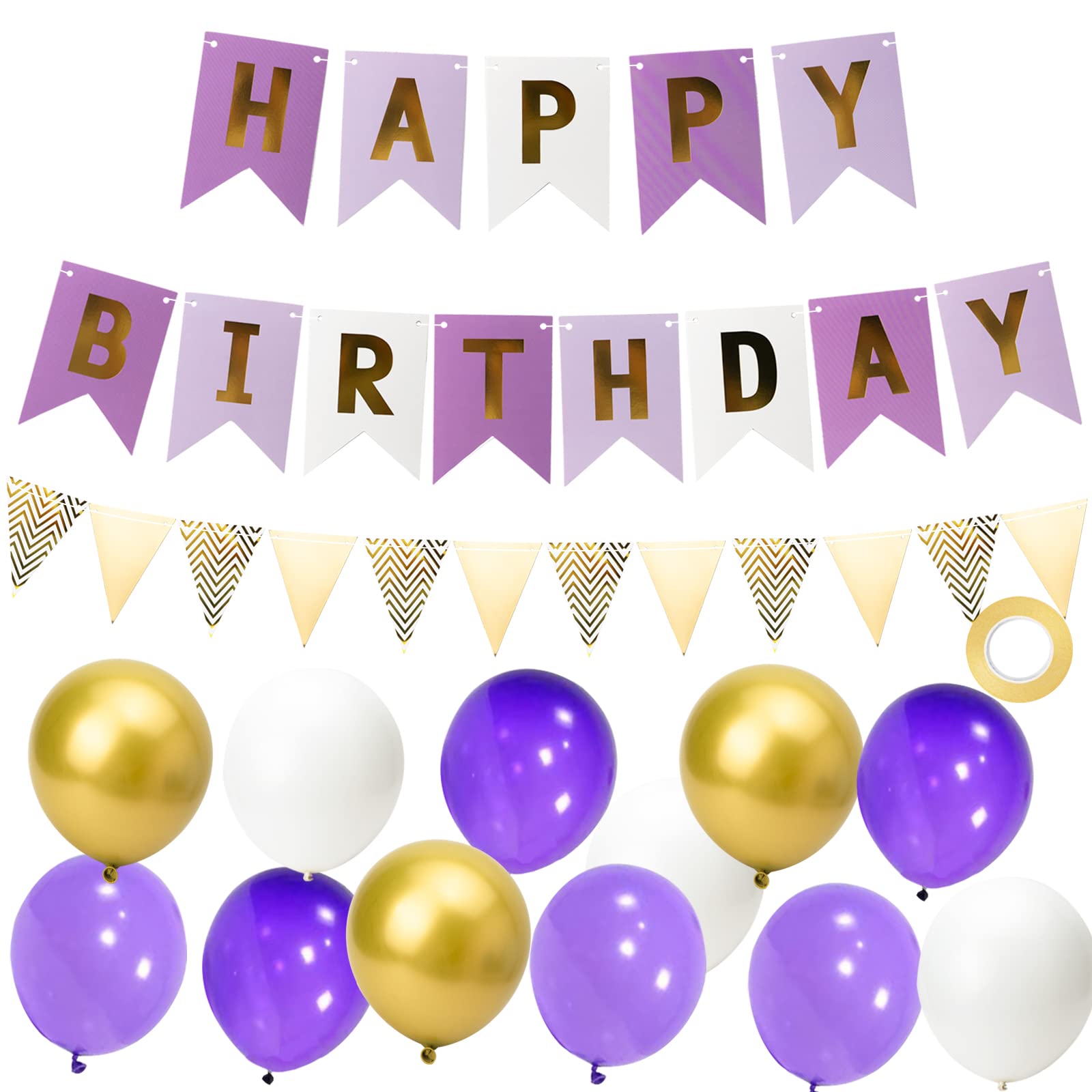 Buy Happy Birthday Banner, Birthday Party Decorations Purple Birthday ...